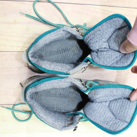 Raichle | Shoes | Vintage Raichle Teal Gray Suede Fabric Lace Up Hiking ...
